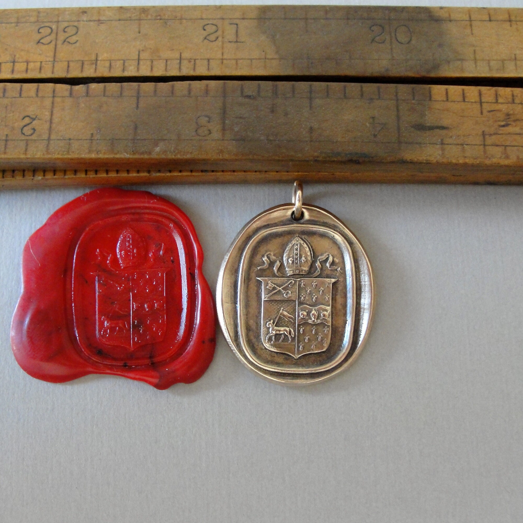 Christian Symbols: Wax Seal Pendant, Religious Faith Bronze Jewelry ...