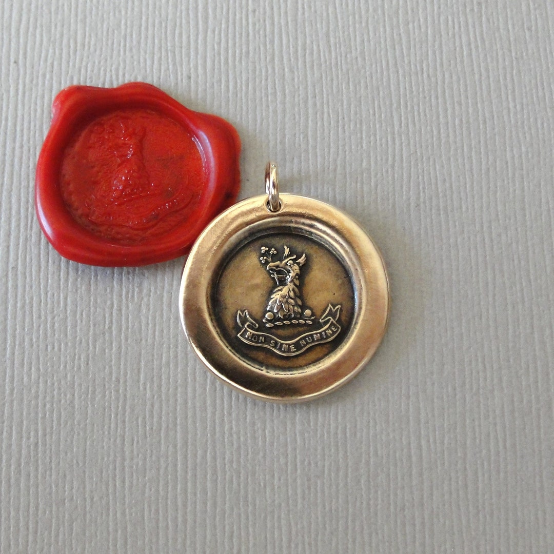 Griffin Wax Seal Pendant; Not Without Divine Favor, Antique Bronze ...