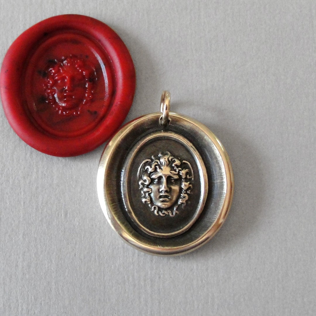 Medusa Wax Seal Pendant Guardian Protectress Antique Wax Seal Jewelry ...