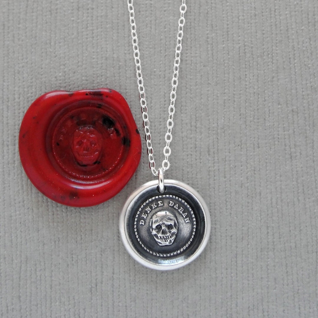 Think of It - Skull Wax Seal Necklace Memento Mori - Antique Silver ...