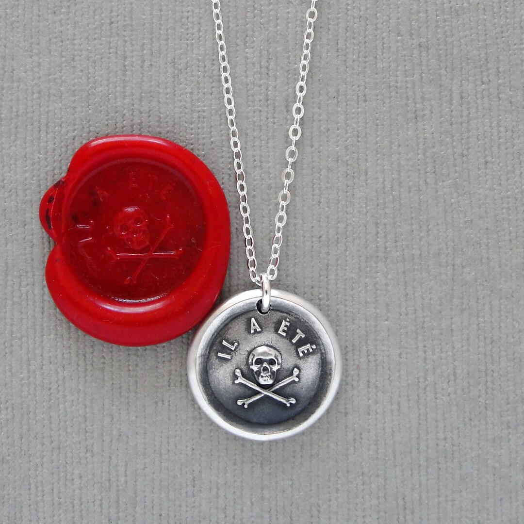 It Hath Been - Wax Seal Necklace Silver Skull - Antique Memento Mori ...