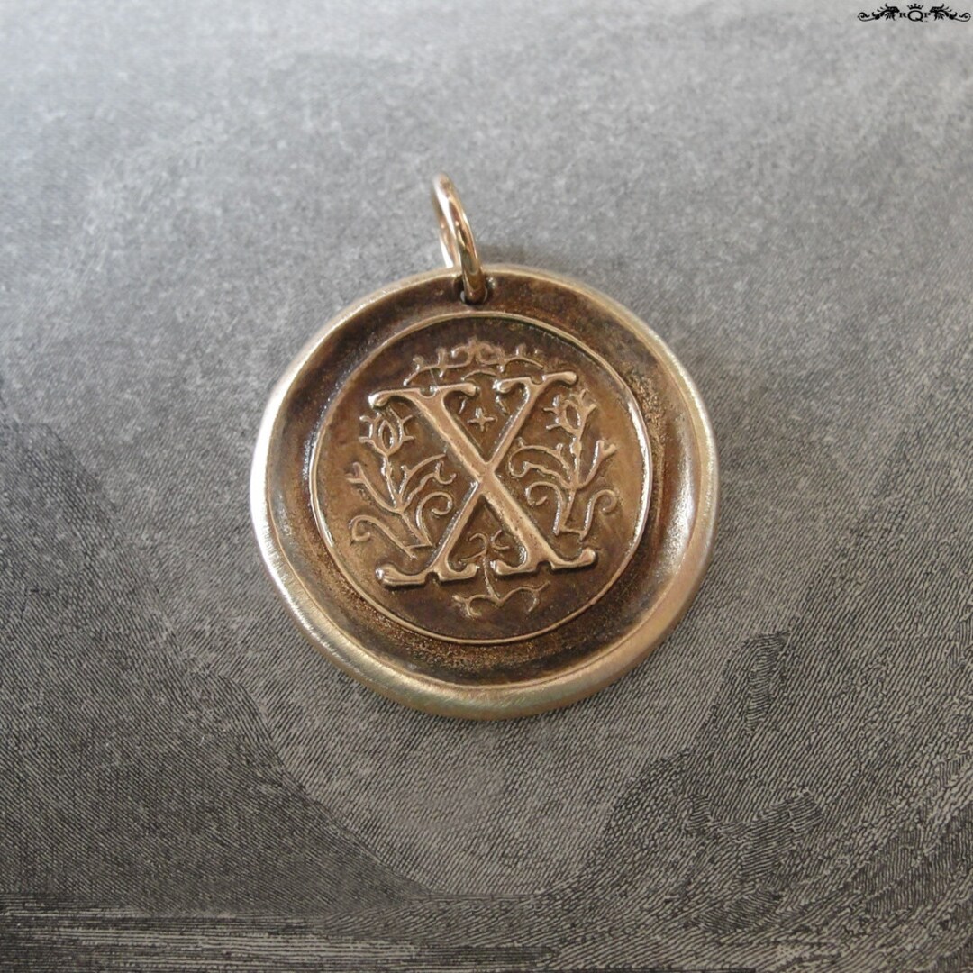 Alphabet Letter X Pendant - Wax Seal Jewelry - Bronze Initial Charm - Etsy