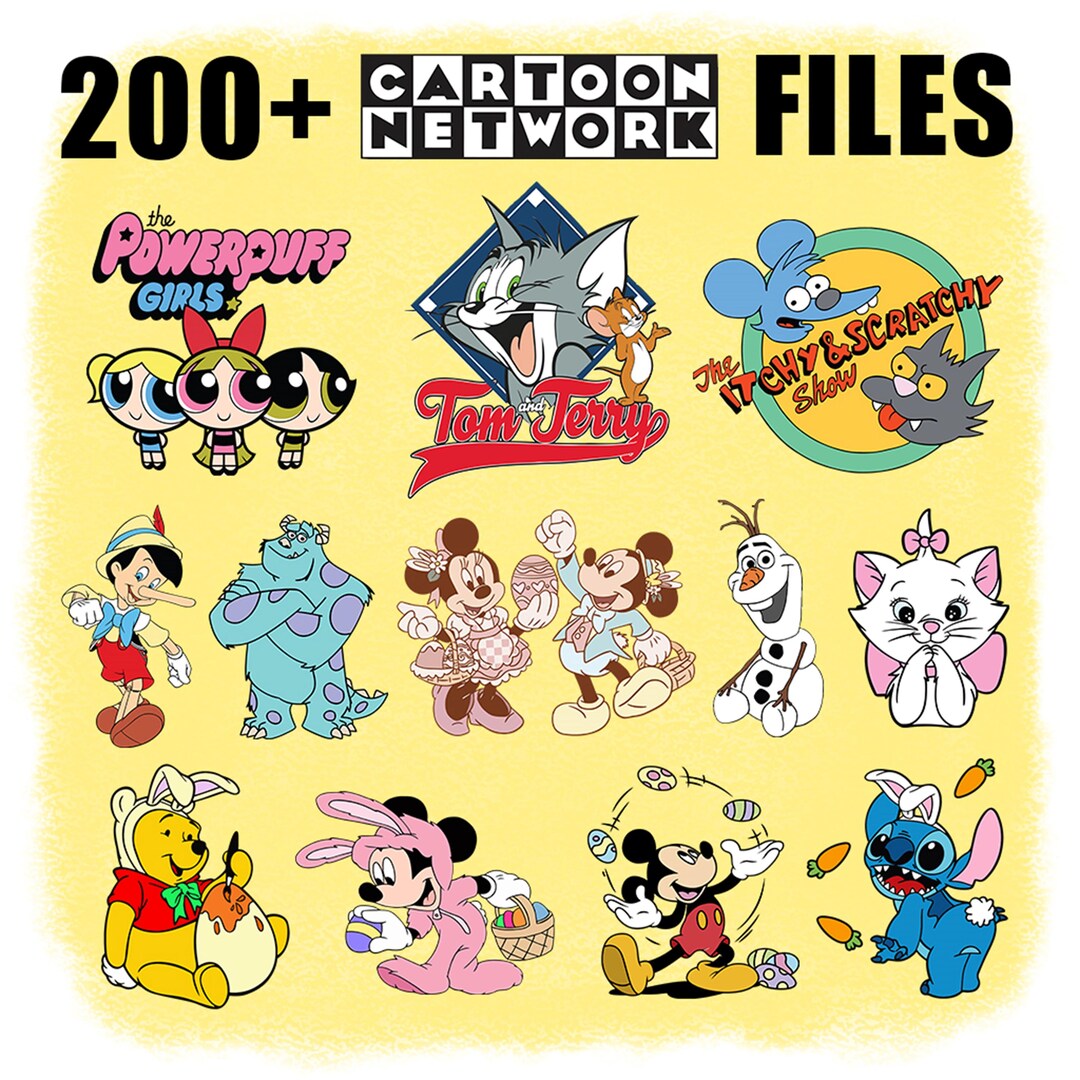 200+ Amusing, Cartoon SVG/PNG Files, Vintage Cartoon Clipart Set ...