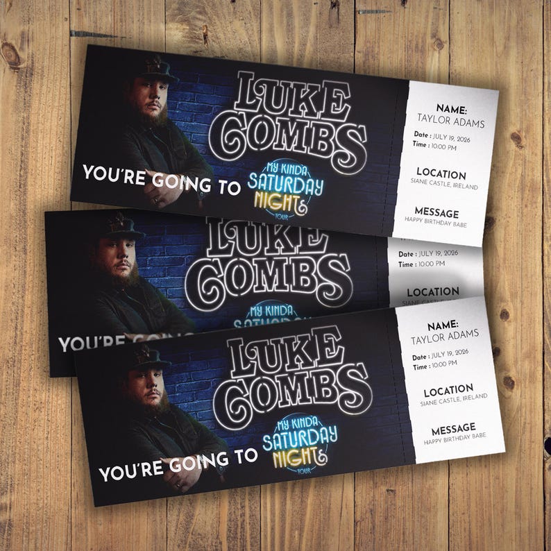 Editable Luke Combs Ticket, Tour Ticket, Luke Combs Concert, Digital ...