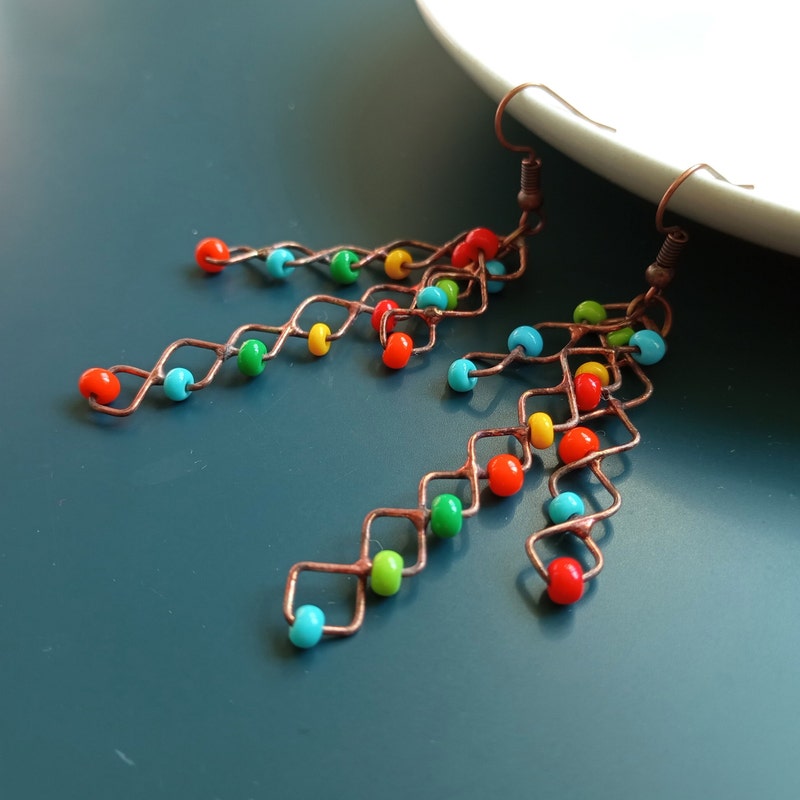 Beaded Wire Earrings - Etsy