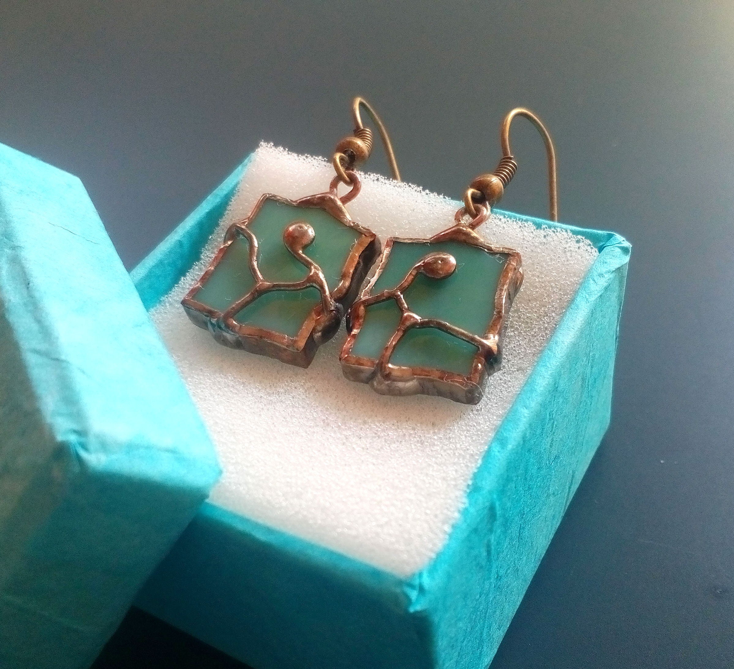 Stained Glass Earrings Wire Earrings Gift for Women | Etsy