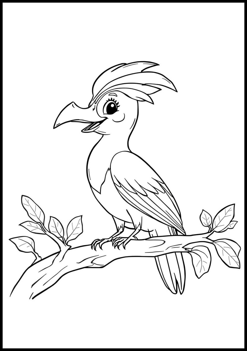 Hoopoe Coloring Book | Exotic Bird Illustrations, Kids Printable PDF - Etsy