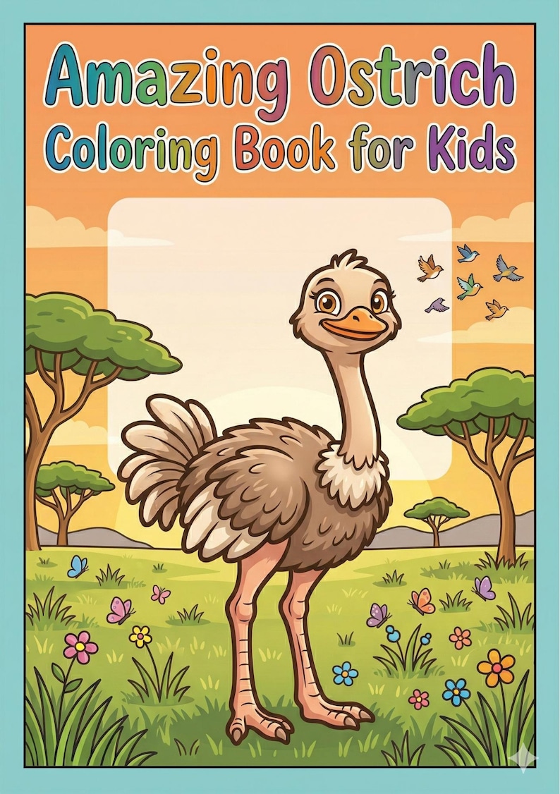 Ostrich Coloring Book for Kids | Cartoon Bird Illustrations (PDF ...