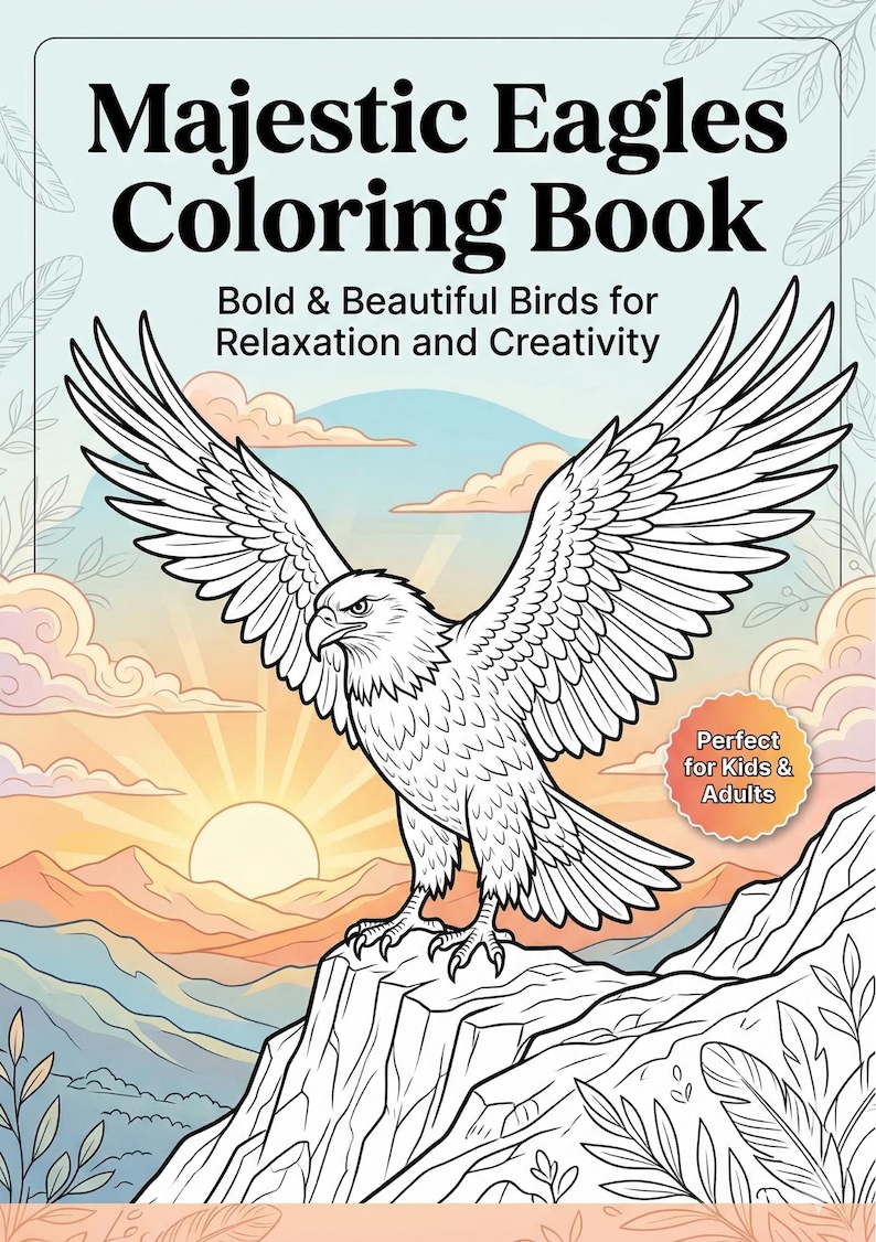 Majestic Eagles Coloring Book | Bold Nature Pages for Kids Adults ...