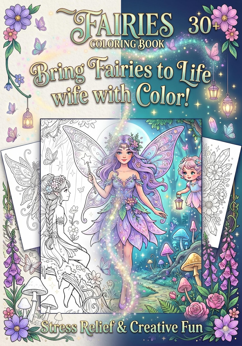 Enchanted Fairies Coloring Book | Detailed Feline Illustrations ...