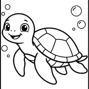 Sea Turtle Coloring Book for Kids | Ocean Animals, Underwater Scenes ...