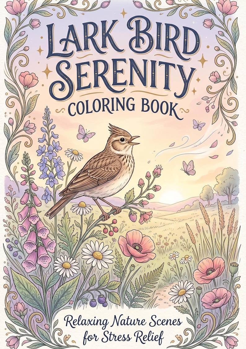 Lark Bird Serenity Coloring Book | 30 Detailed Nature Pages (digital ...
