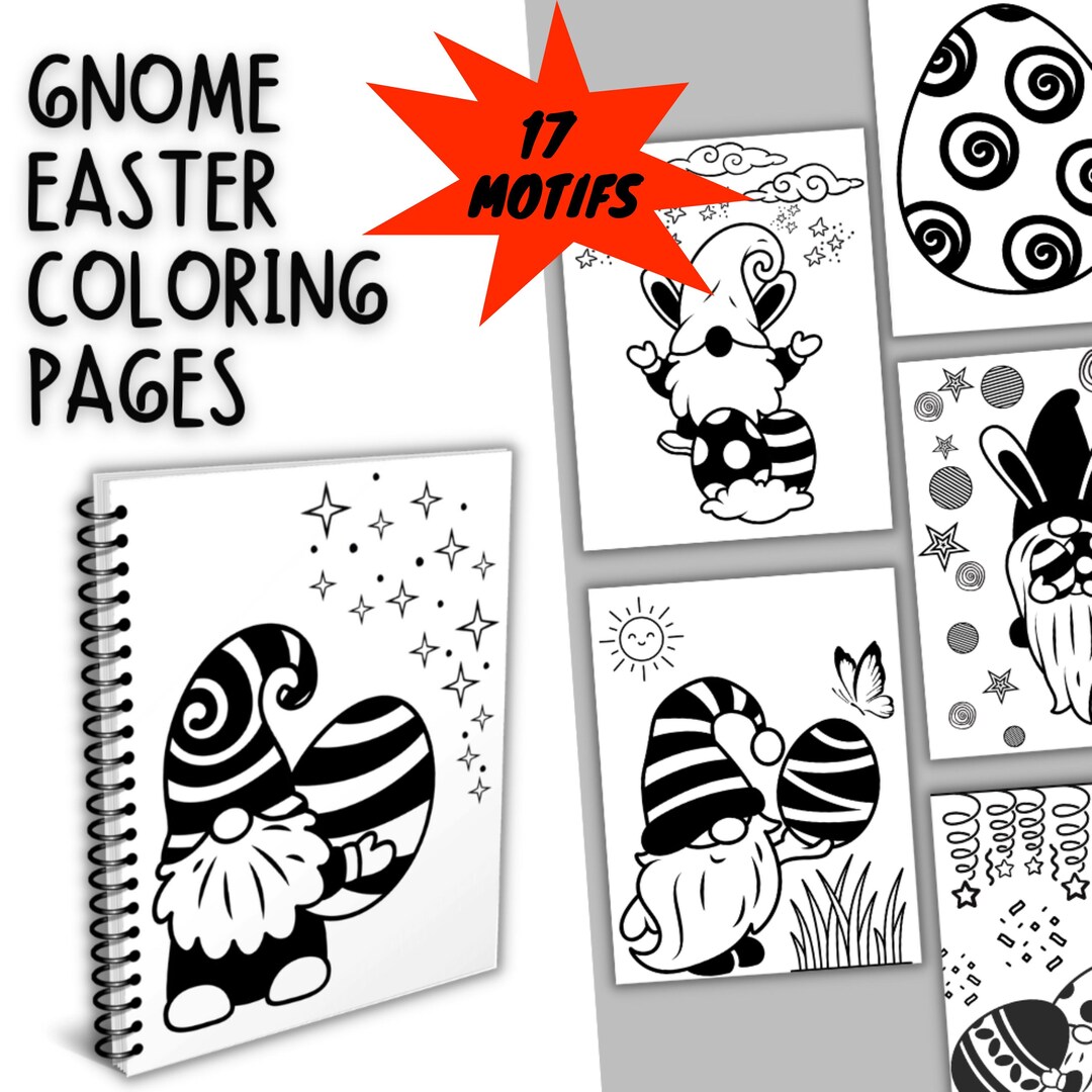 Easter Gnome Coloring Book Printable - Gnomes & Easter Eggs - Kids and ...