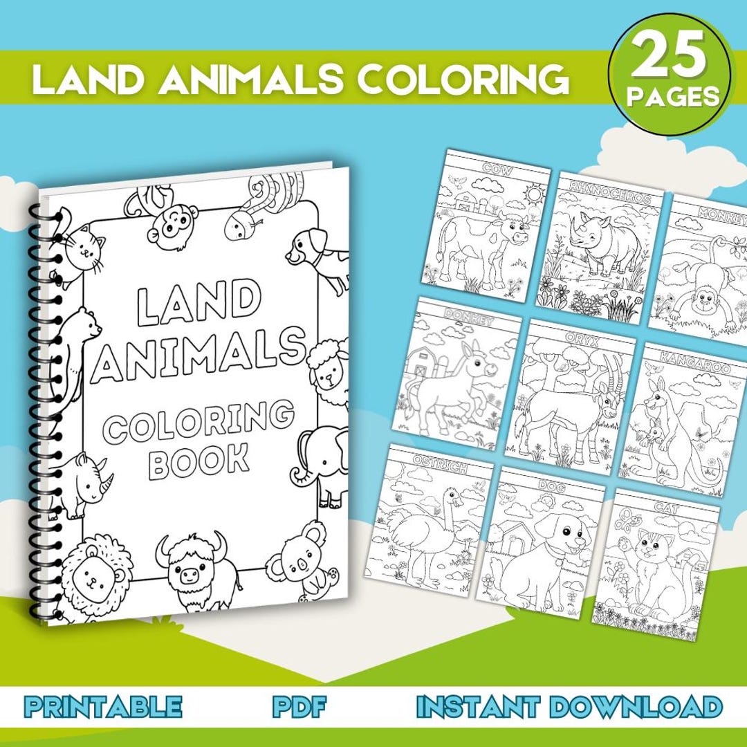 Kids Coloring Pages Printable | 25 Fun Land Animals | Preschool and ...