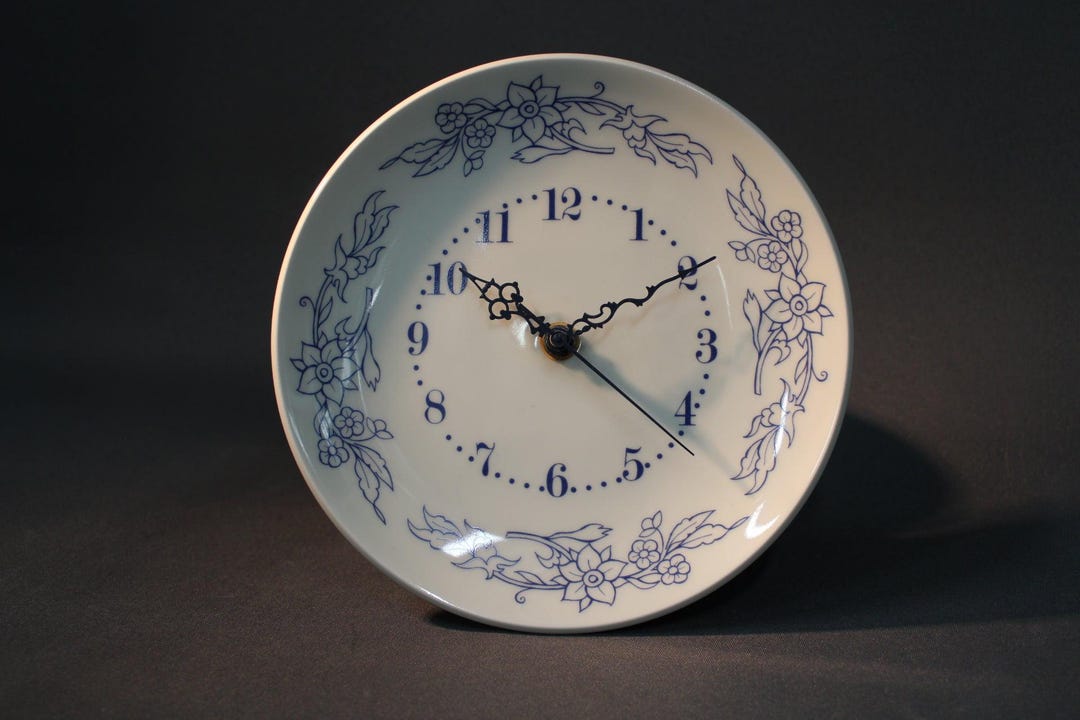 Arabia Finland Wall Clock – Blue Floral Porcelain Clock, Vintage ...