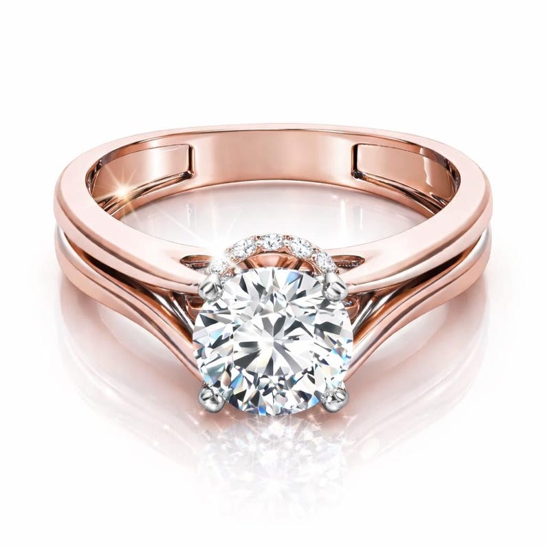 14kt Elite Flow Structure 2.00ct Solitaire Diamond Ring With Hidden ...