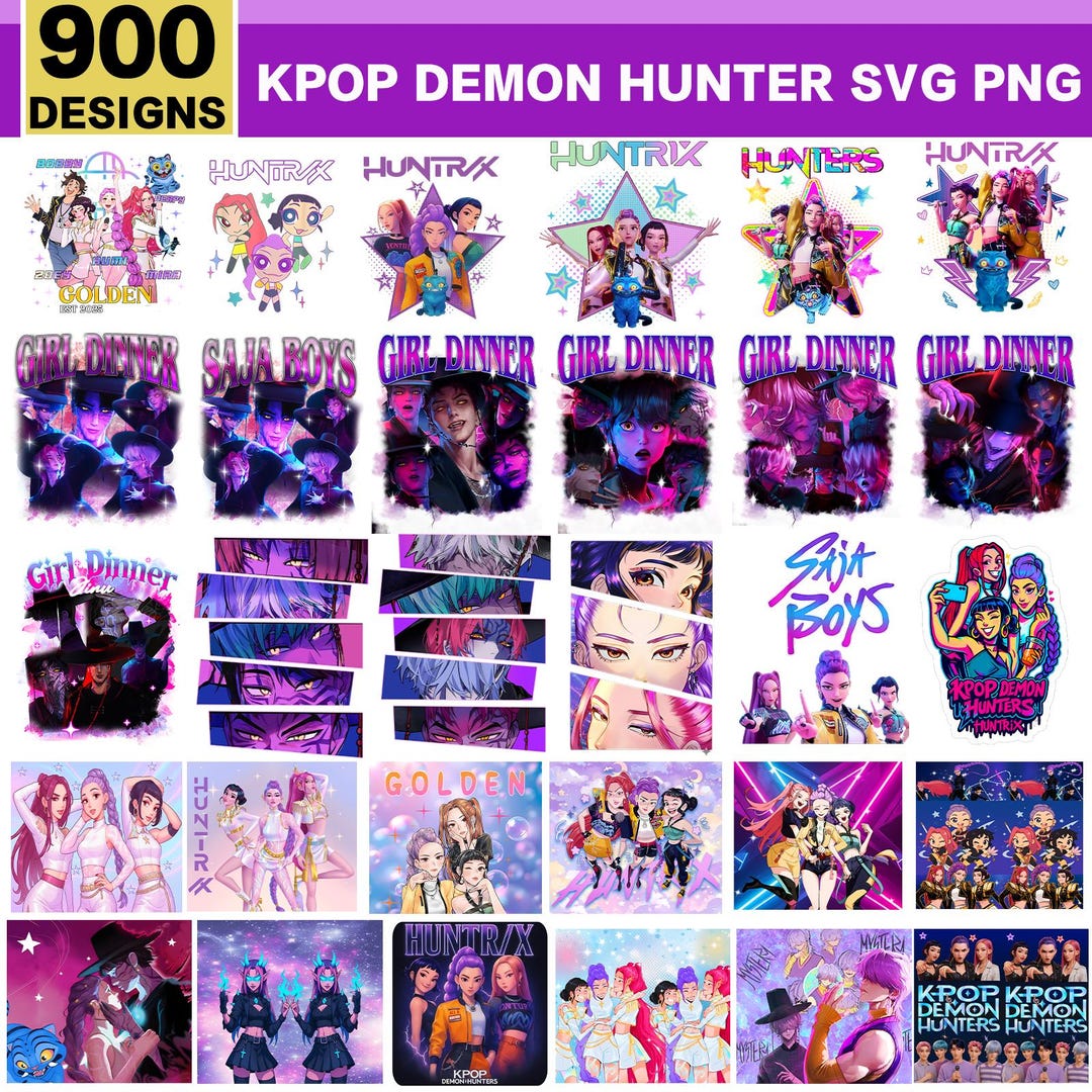 900 Huntrix Kpop Demon Hunters PNG SVG, Kpop Idol Group Shirt Design ...