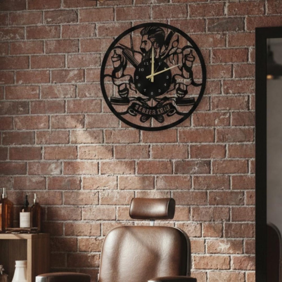 Barber Shop Wall Clock Metal Art – Stylish Hair Salon Decor, Gift for ...