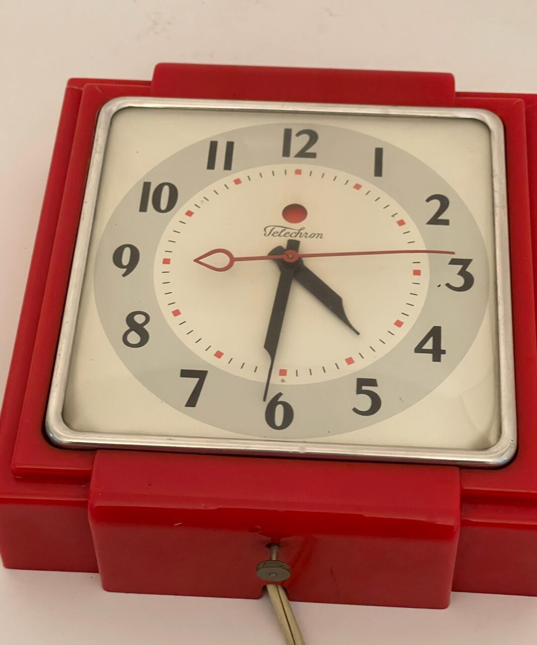 Vintage Red Telechron Wall Clock Model 2H25 Mid Century - Etsy