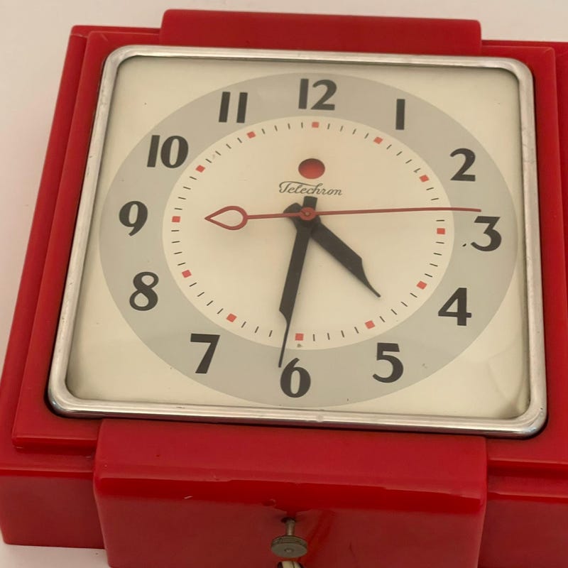 Red Wall Clock - Etsy