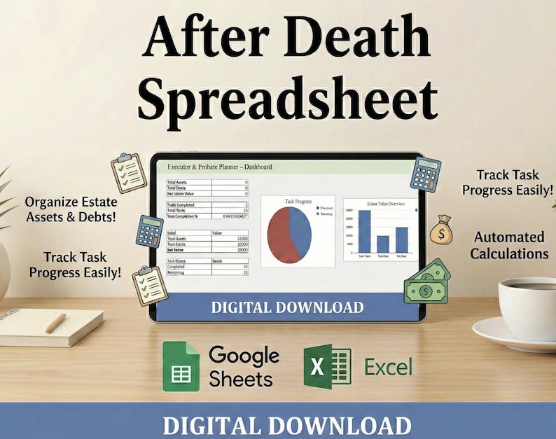 Executor & Probate Spreadsheet | After Death Checklist | Estate ...