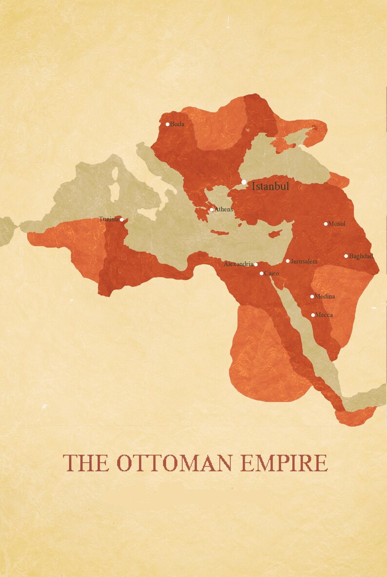 The Ottoman Empire Map | Vintage Historical Wall Art | - Etsy