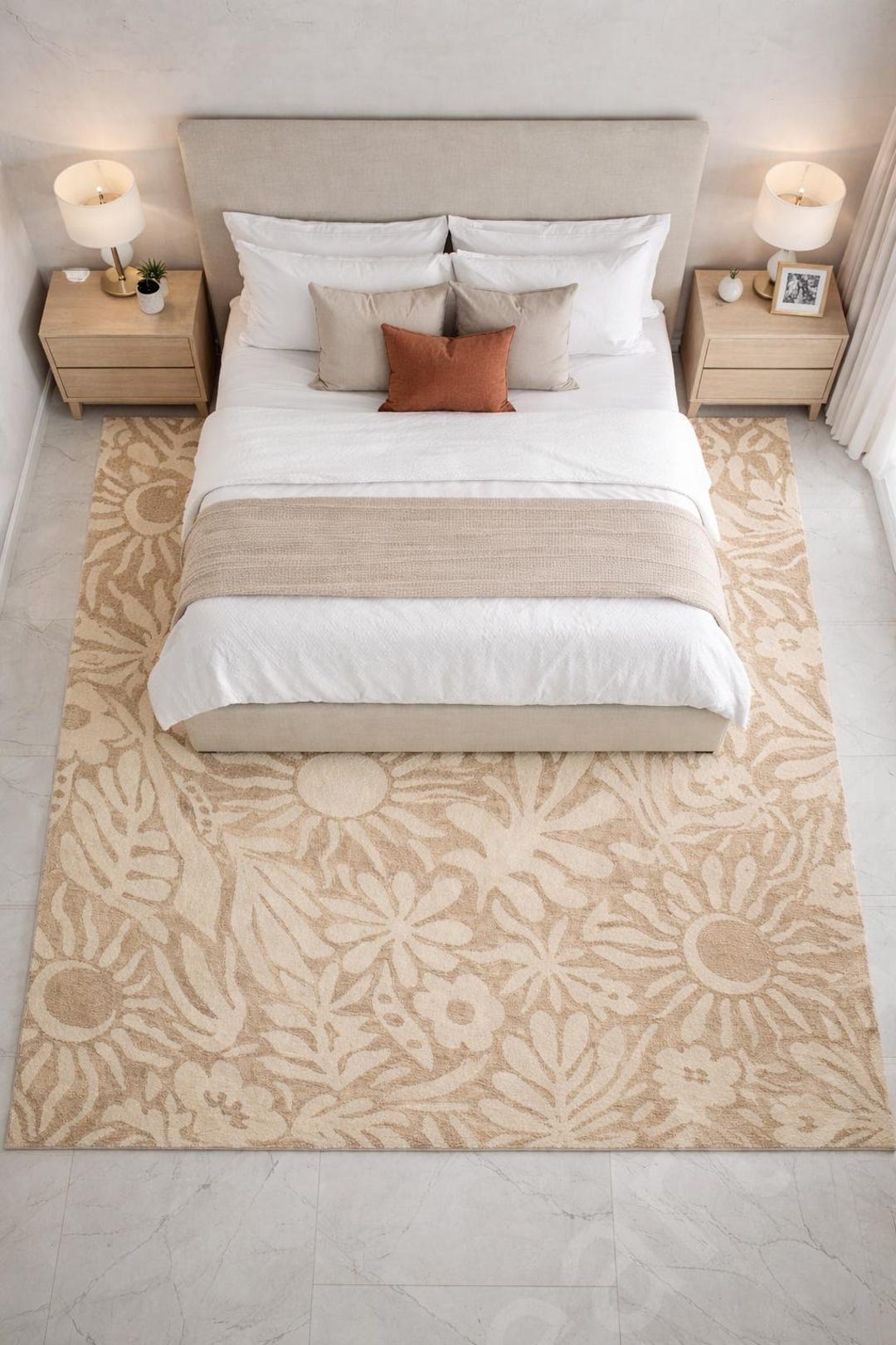 Loop Pile Floral Hand-tufted Wool Rug – Neutral Beige Area Carpet - Etsy