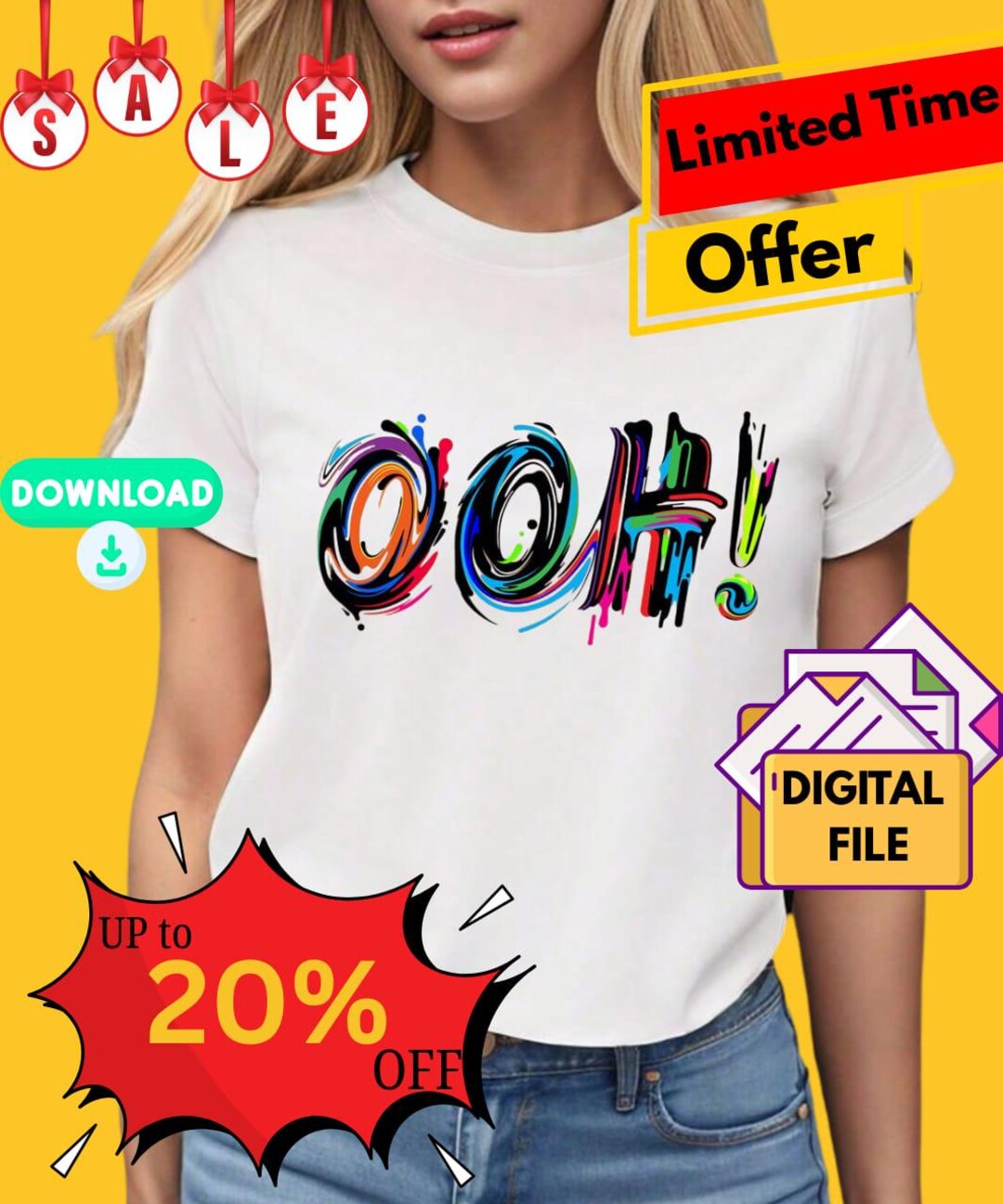 OOH Colorful Typography T-shirt Design for Girls & Teens | Modern Pop ...