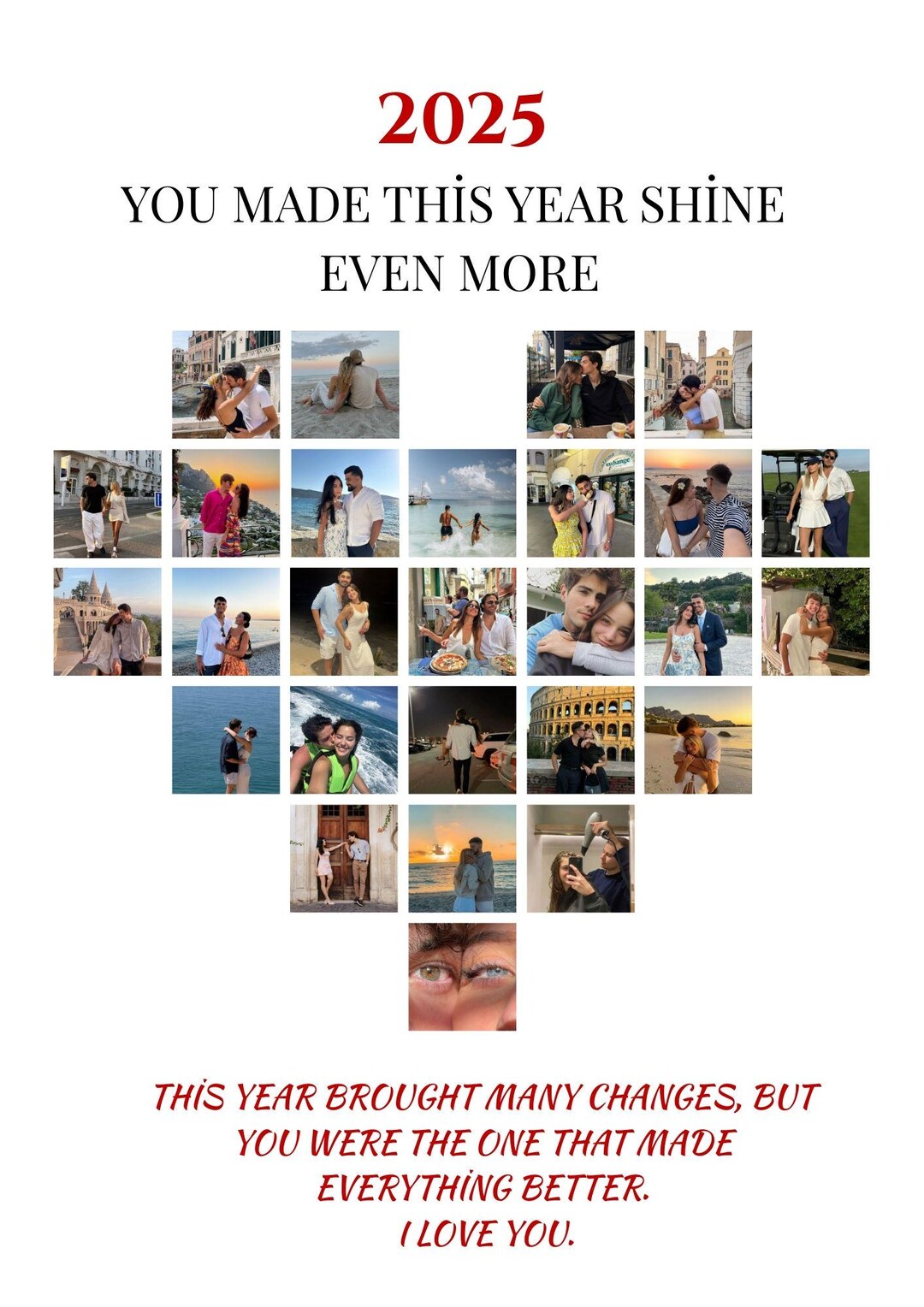 Personalized Photo Heart Collage Print | Custom Year Recap (digital ...