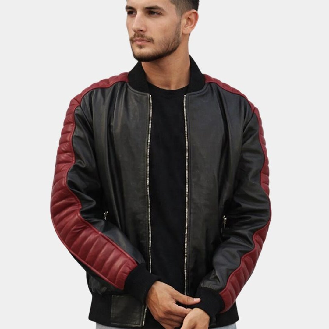 Men’s Miami Vice Stunt Team Leather Bomber Jacket – Sheepskin ...