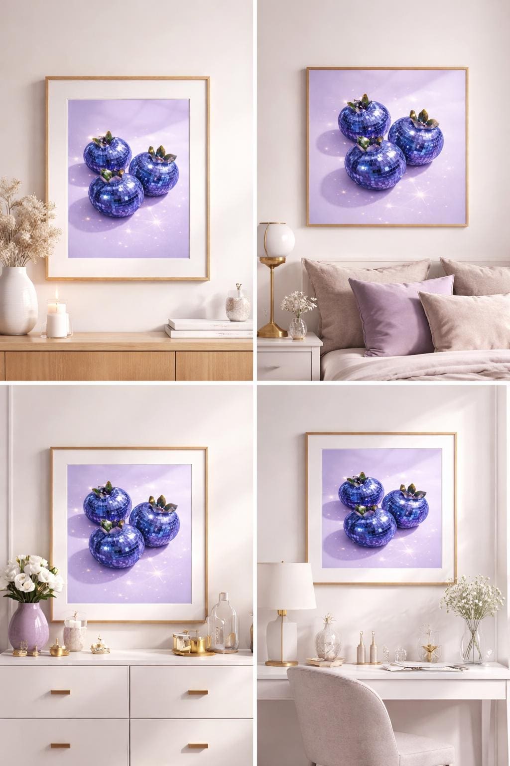 Blueberries Wall Art Printable, Disco Fruit Art, Lilac Aesthetic Wall ...