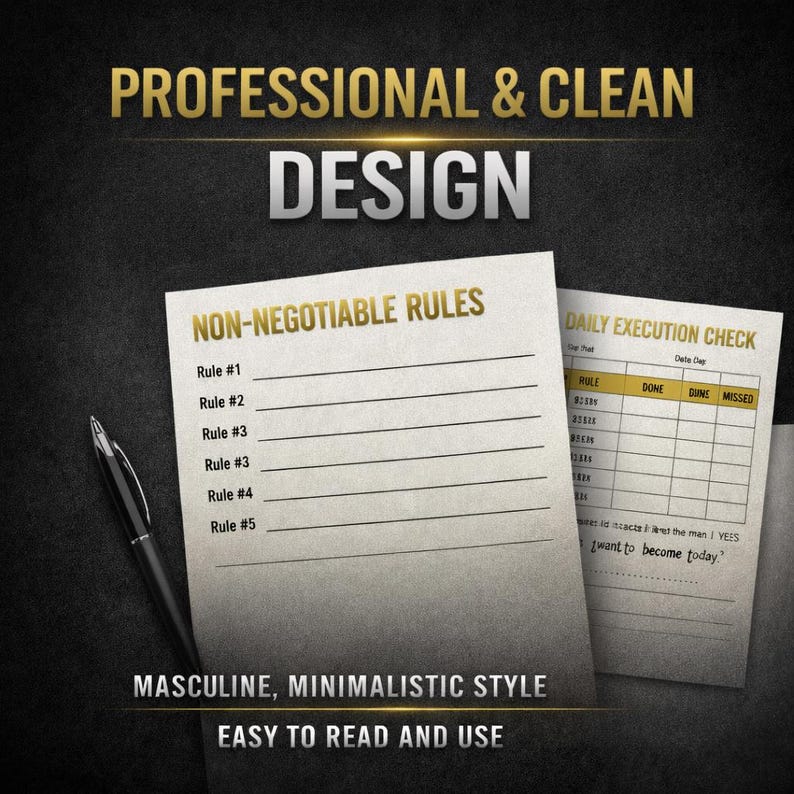 Non‑negotiable Rules Sheet for Men – Discipline & Execution Tracker ...
