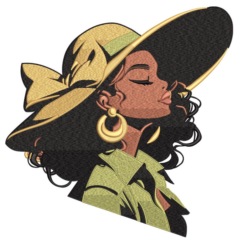 Black Woman Embroidery Design, African Machine Embroidery File, Black ...