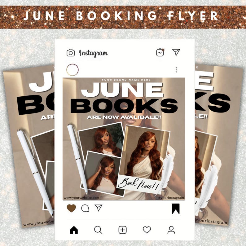 June Booking Flyer: DIY Appointment Template, Hair & Lash Instagram ...