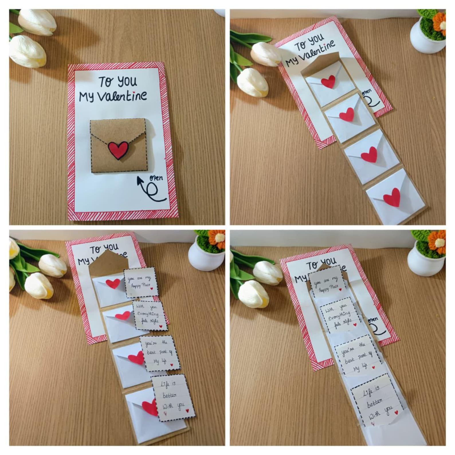 Handmade Interactive Valentine Card: Flip Open Hidden Message - Etsy