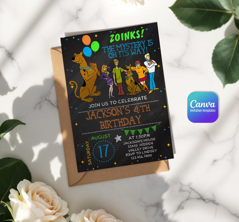 Printable Birthday Invitation, Scooby Doo Invitation, Editable Invite ...