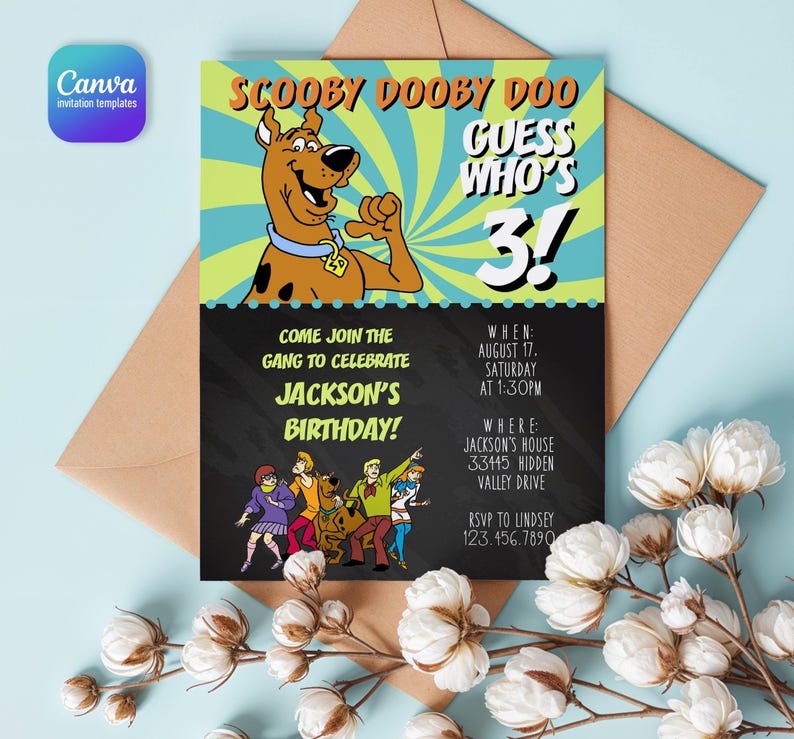 Printable Birthday Invitation, Scooby Doo Invitation, Editable Invite ...