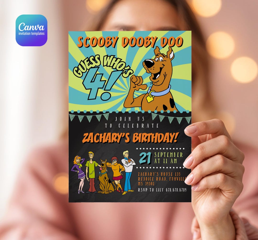 Printable Birthday Invitation, Scooby Doo Invitation, Editable Invite ...