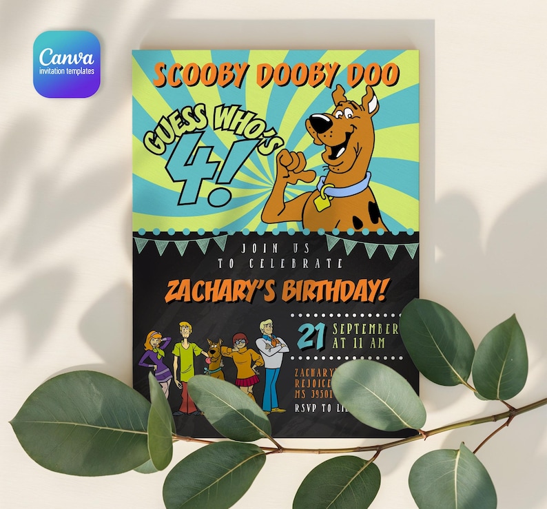 Printable Birthday Invitation, Scooby Doo Invitation, Editable Invite ...