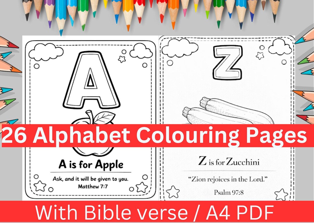 ABC Bible Verse Coloring Pages | Faith Learning (A4 PDF) - Etsy Canada
