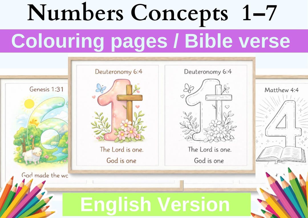 Number Concepts 1–7 Coloring Pages | Preschool Christian Math | Bible ...