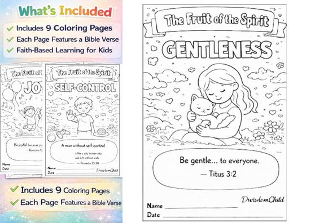 Fruit of the Spirit Coloring Pages | Bible Verse, Sunday School ...