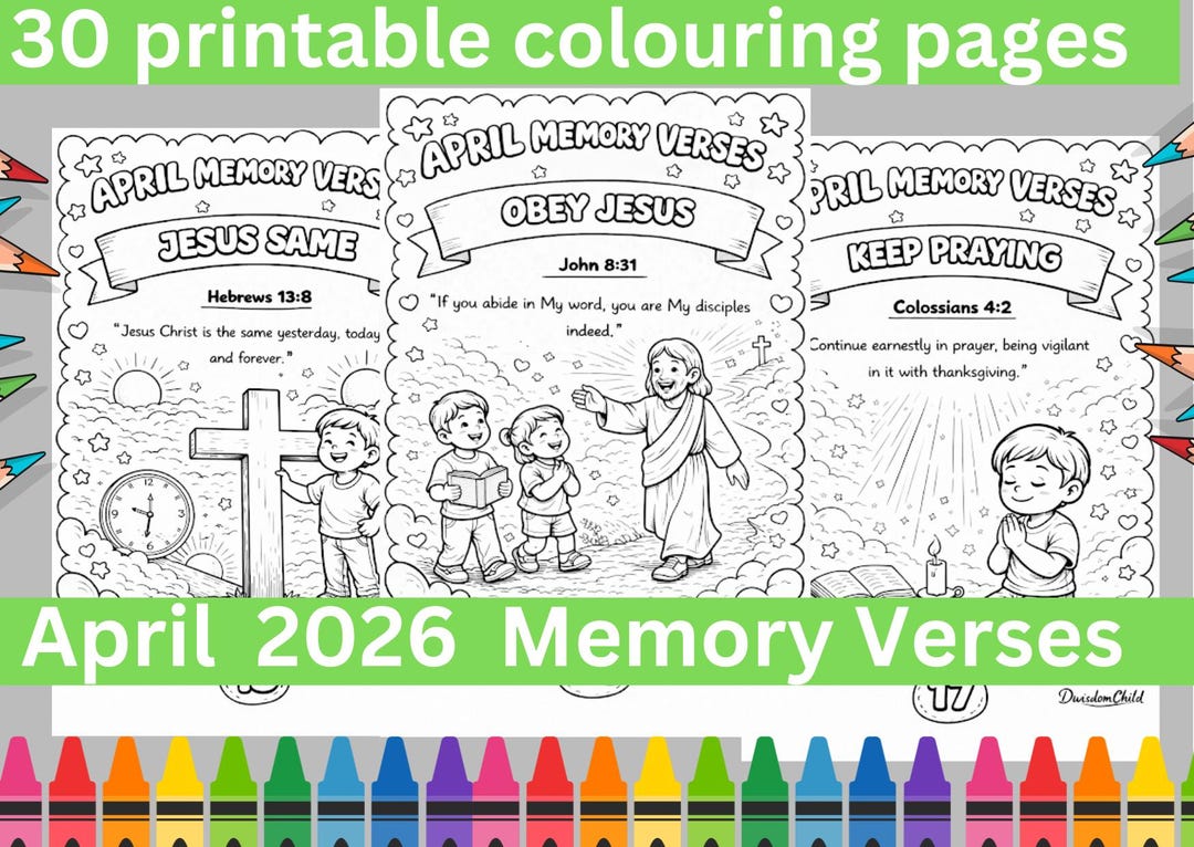 April 2026 Memory Verse Coloring Pages | Christian Kids Bible Coloring ...