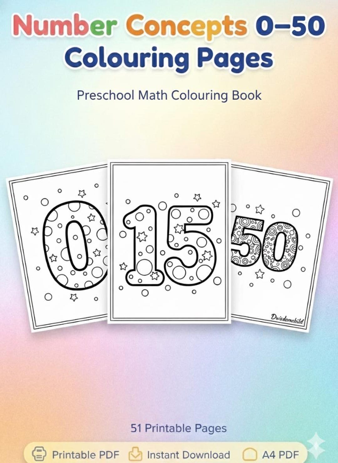 Number Concepts 0–50 Coloring Pages | 51 Printable Number Coloring ...