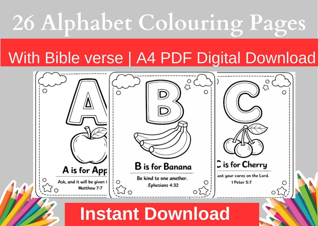 ABC Bible Verse Coloring Pages | Faith Learning (A4 PDF) - Etsy