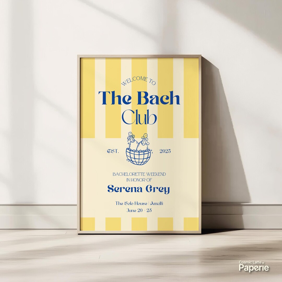 Bachelorette Welcome Sign Template, Printable Bach Club Party Decor ...
