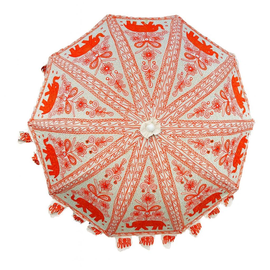 Lr-art Pure Handmade Garden Parasol, Pure Embroidery Work Orange Color ...