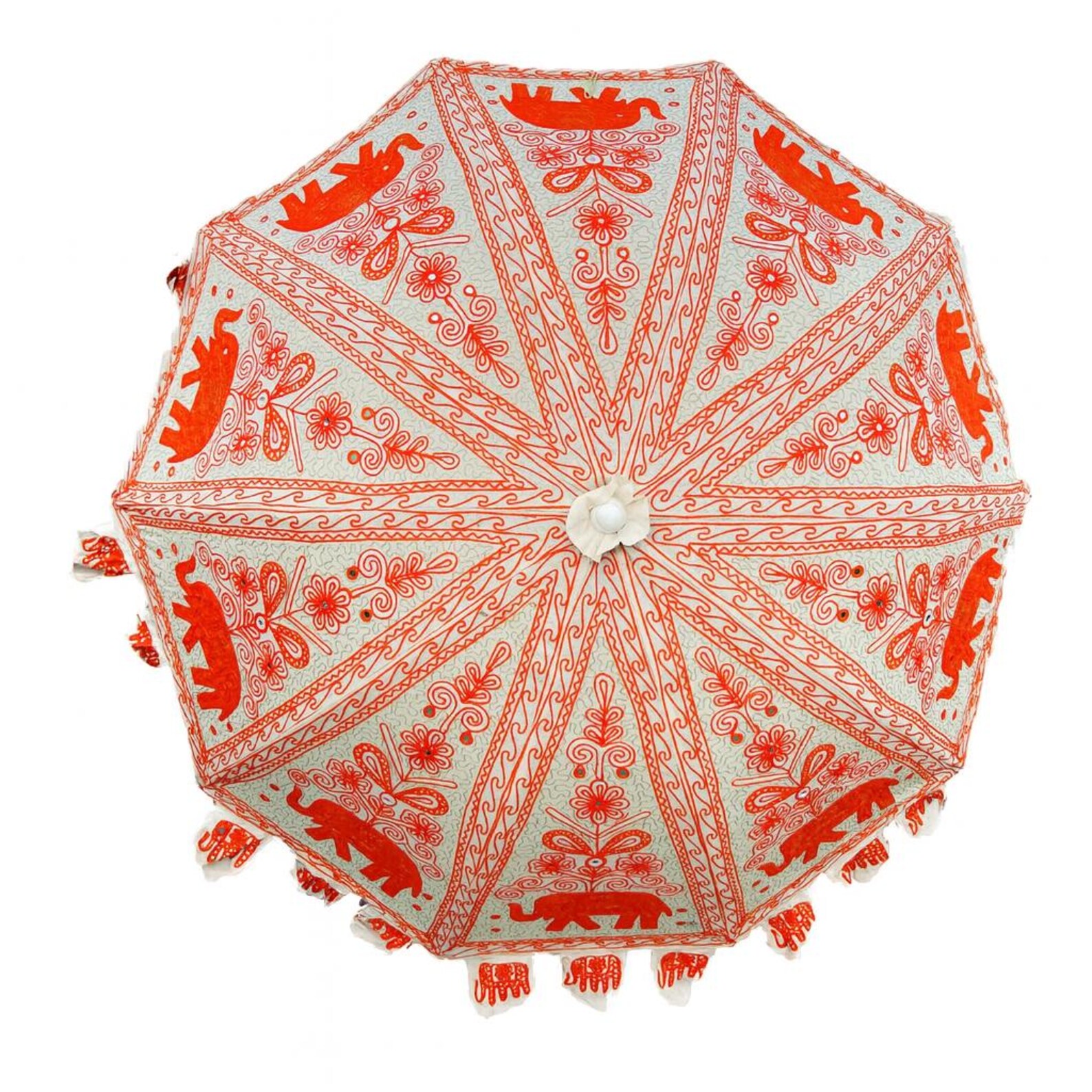 Lr-art Pure Handmade Garden Parasol, Pure Embroidery Work Orange Color ...