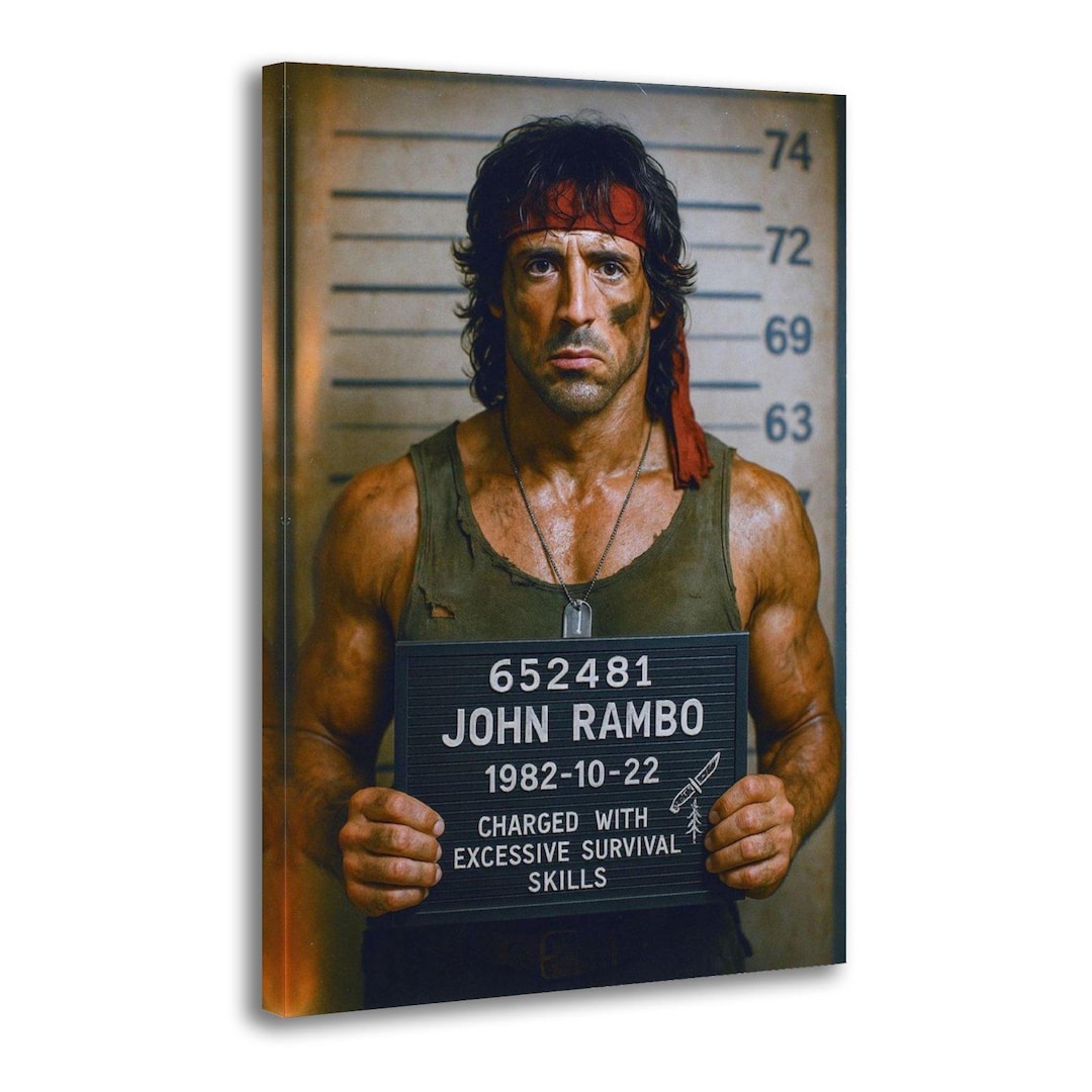 Rambo Mugshot Poster Vintage Action Hero Wall Art John Rambo Movie ...