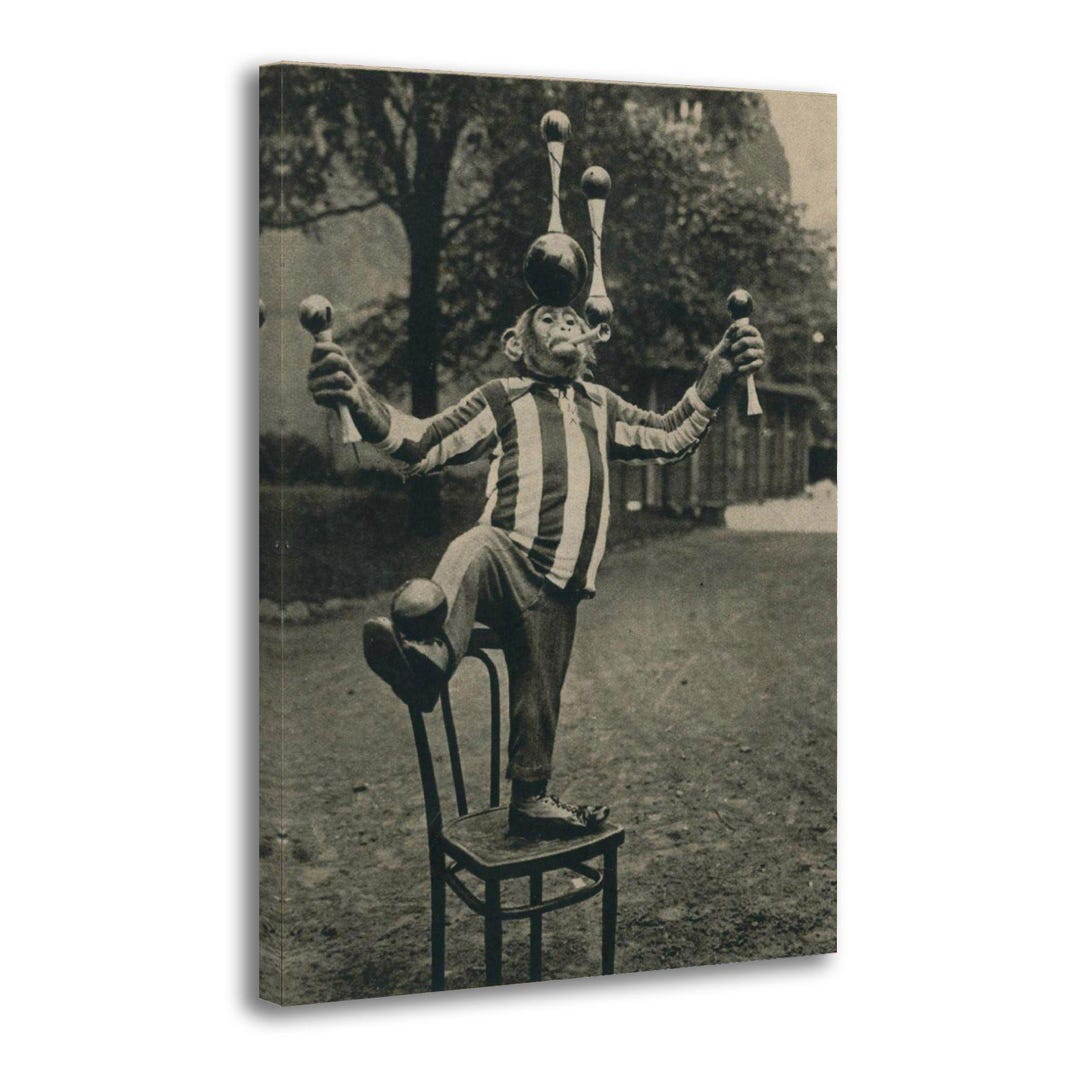 Vintage Circus Juggler Photo Print Antique Sepia Balancing Clubs on ...